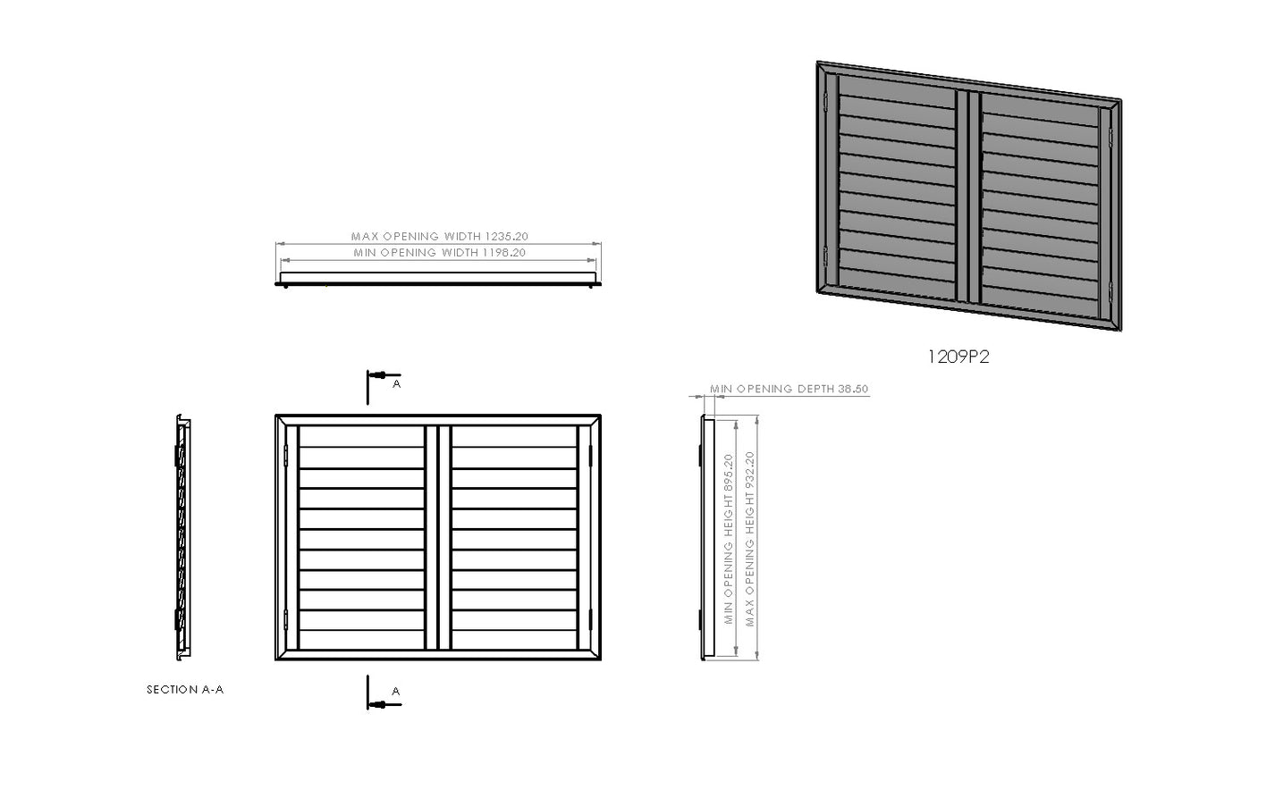 1200mm Wide 2 Panel Range – Instant Shutters